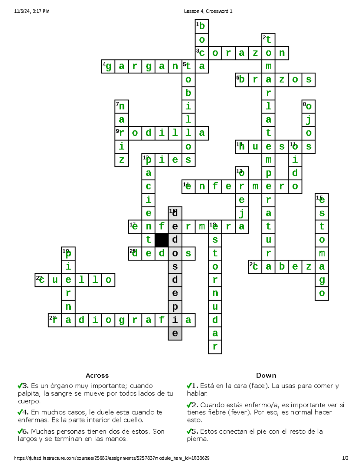 Los Verbos Reflexivos Crossword