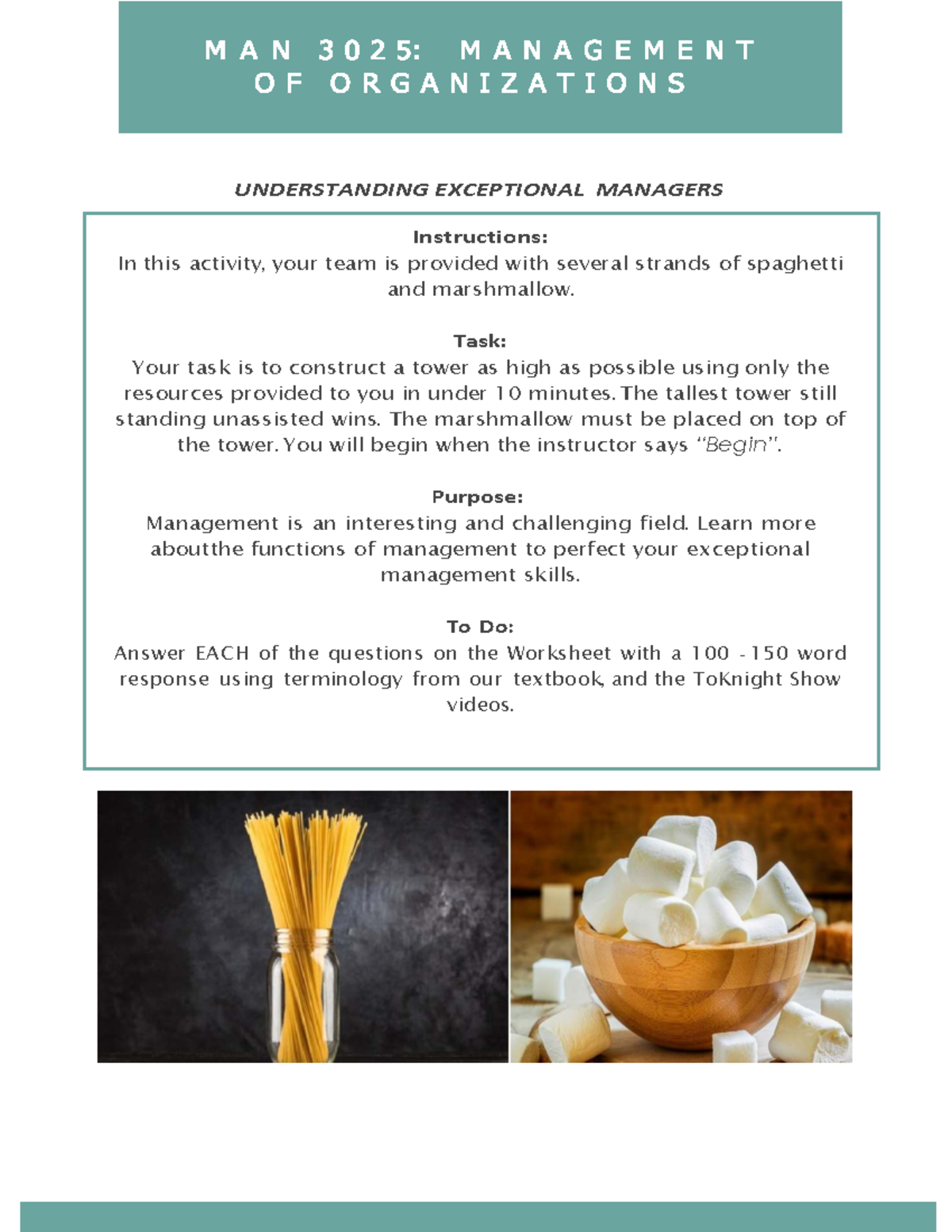 NEW MAN 3025: Spaghetti Tower Challenge - Strategies for Exceptional ...
