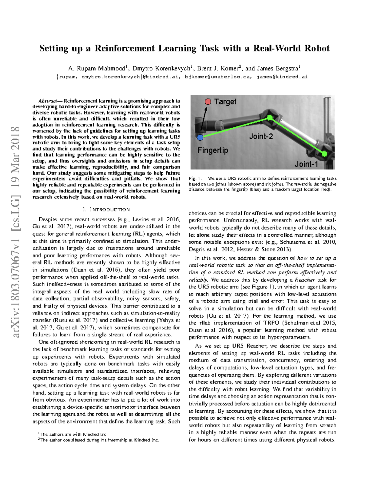 Setup of Reinforcement Learning Tasks for UR5 Robot Arm - Studocu