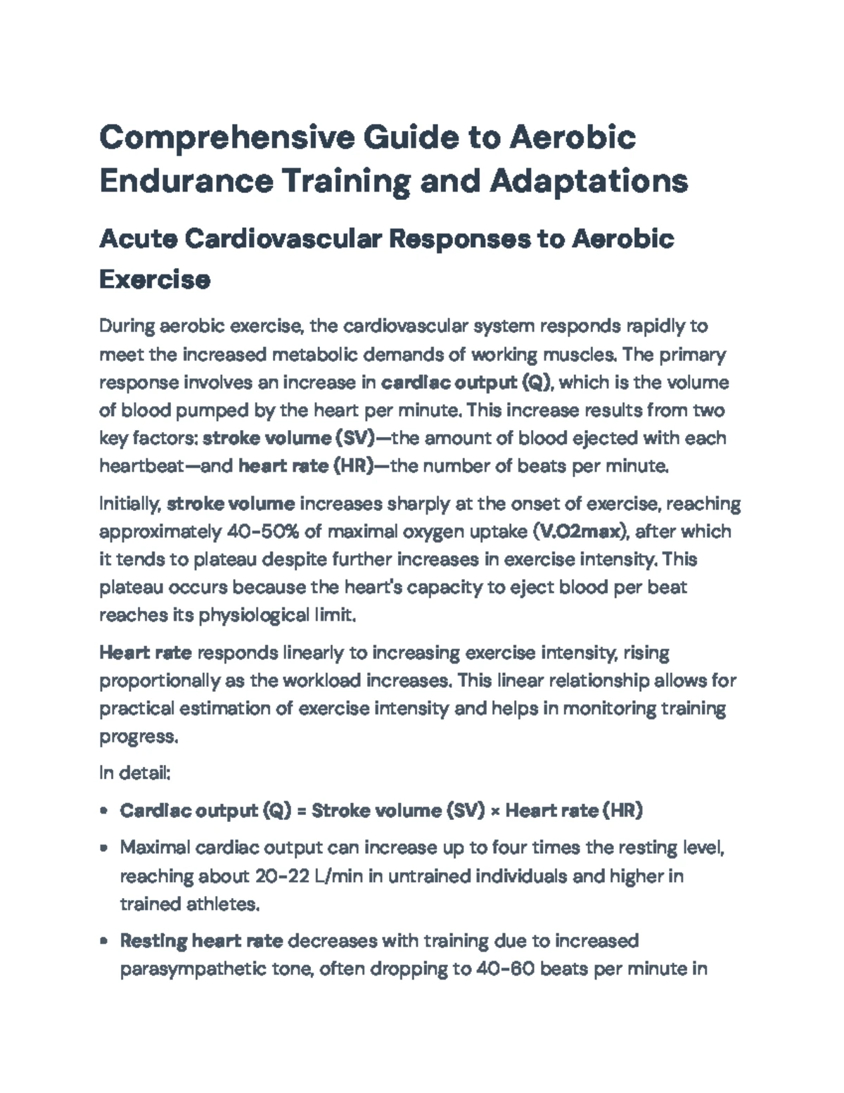 CHAPTER 6: Adaptations to Aerobic Endurance Training Programs (ESSC 101 ...