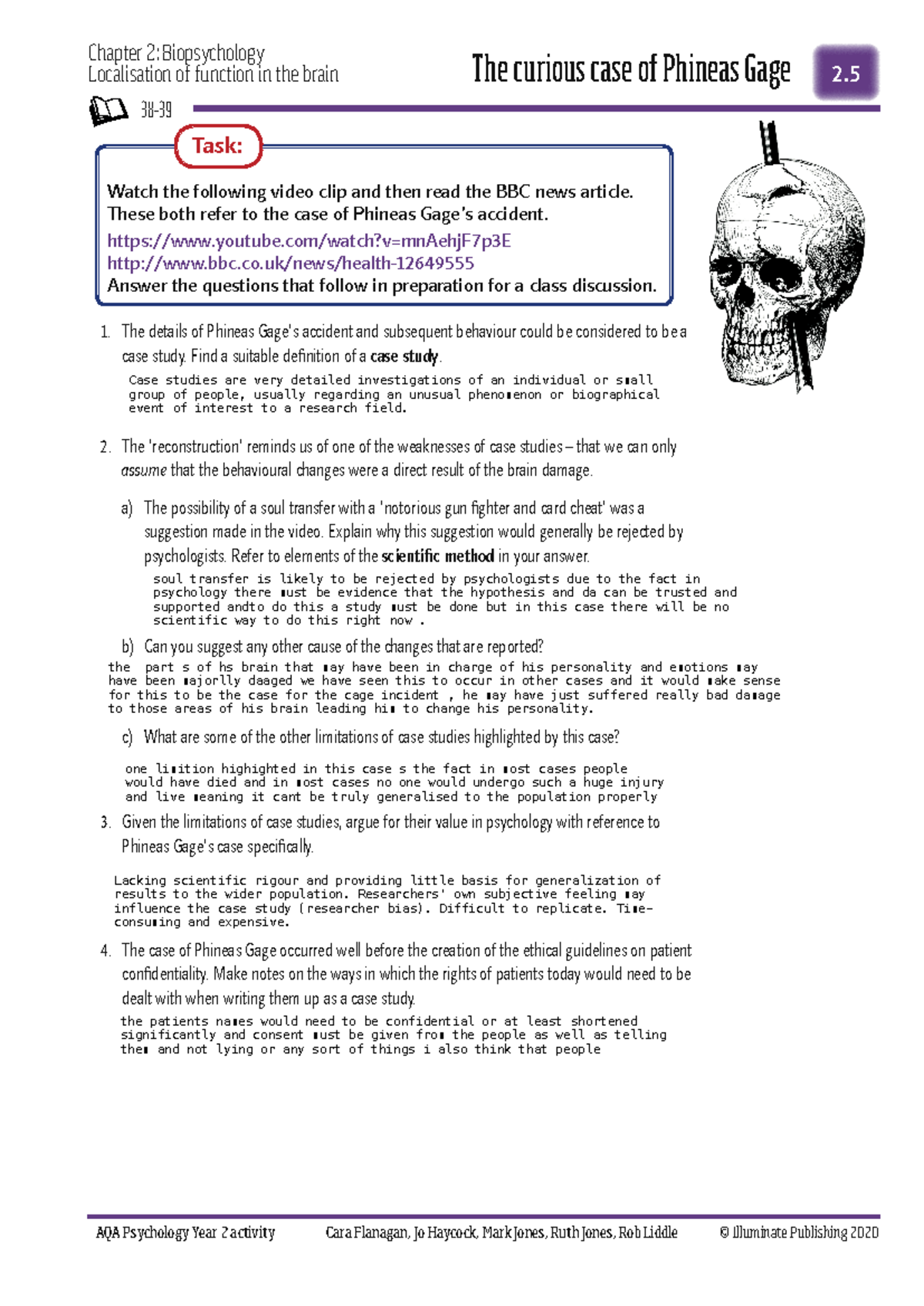 Psychology HW 2: Case Study Analysis of Phineas Gage in Biopsychology ...
