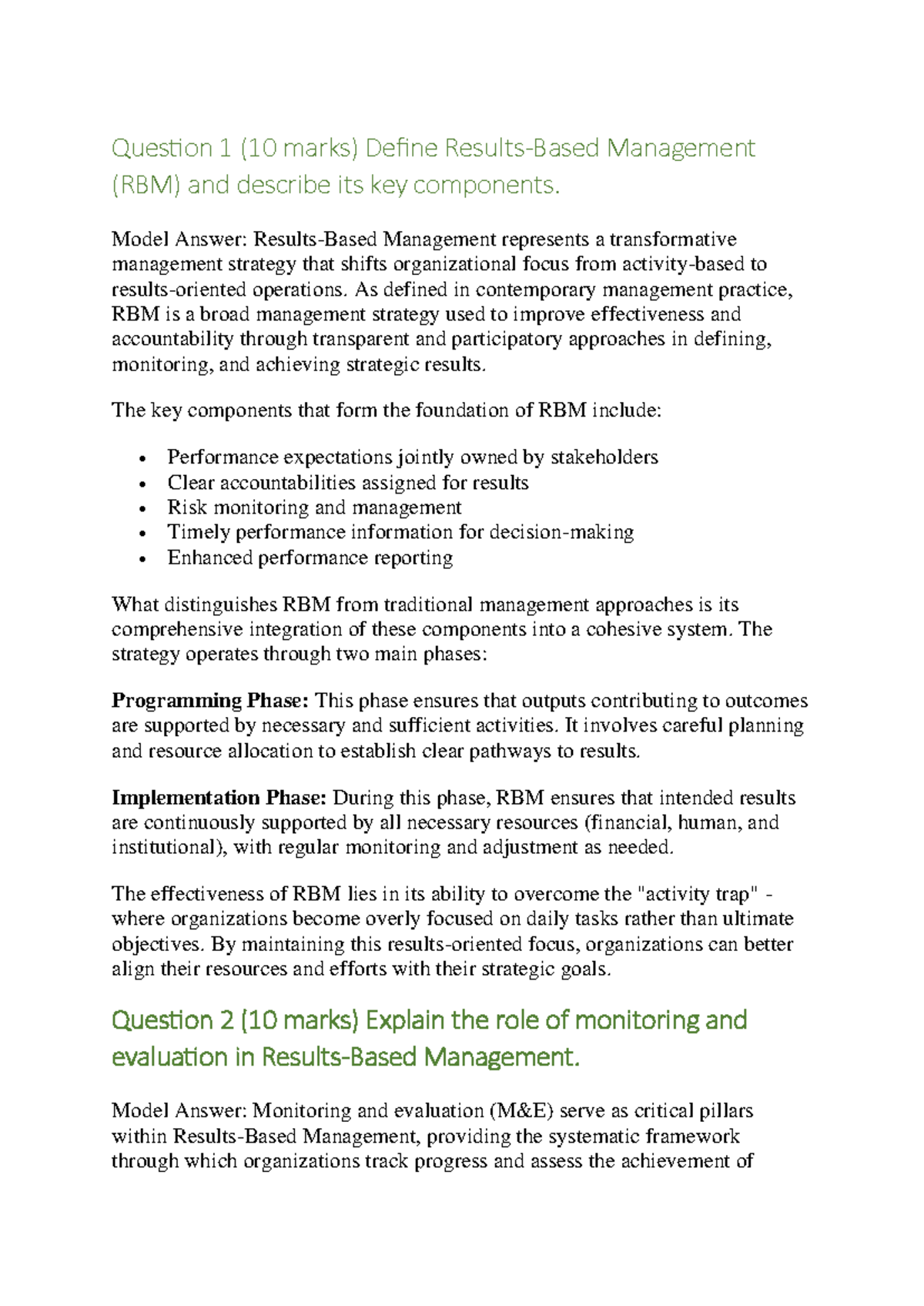 Block 12 Learning outcomes based answers - Question 1 (10 marks) Define ...