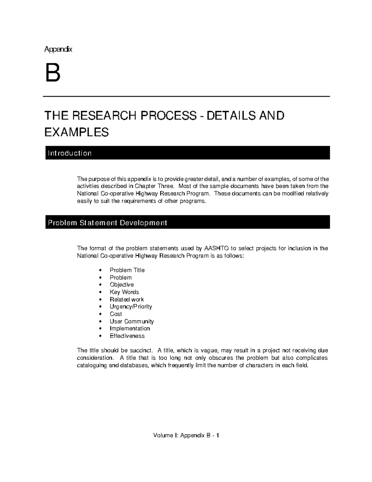 NCHRP Research Process - Appendix B: Detailed Guidelines and Examples ...