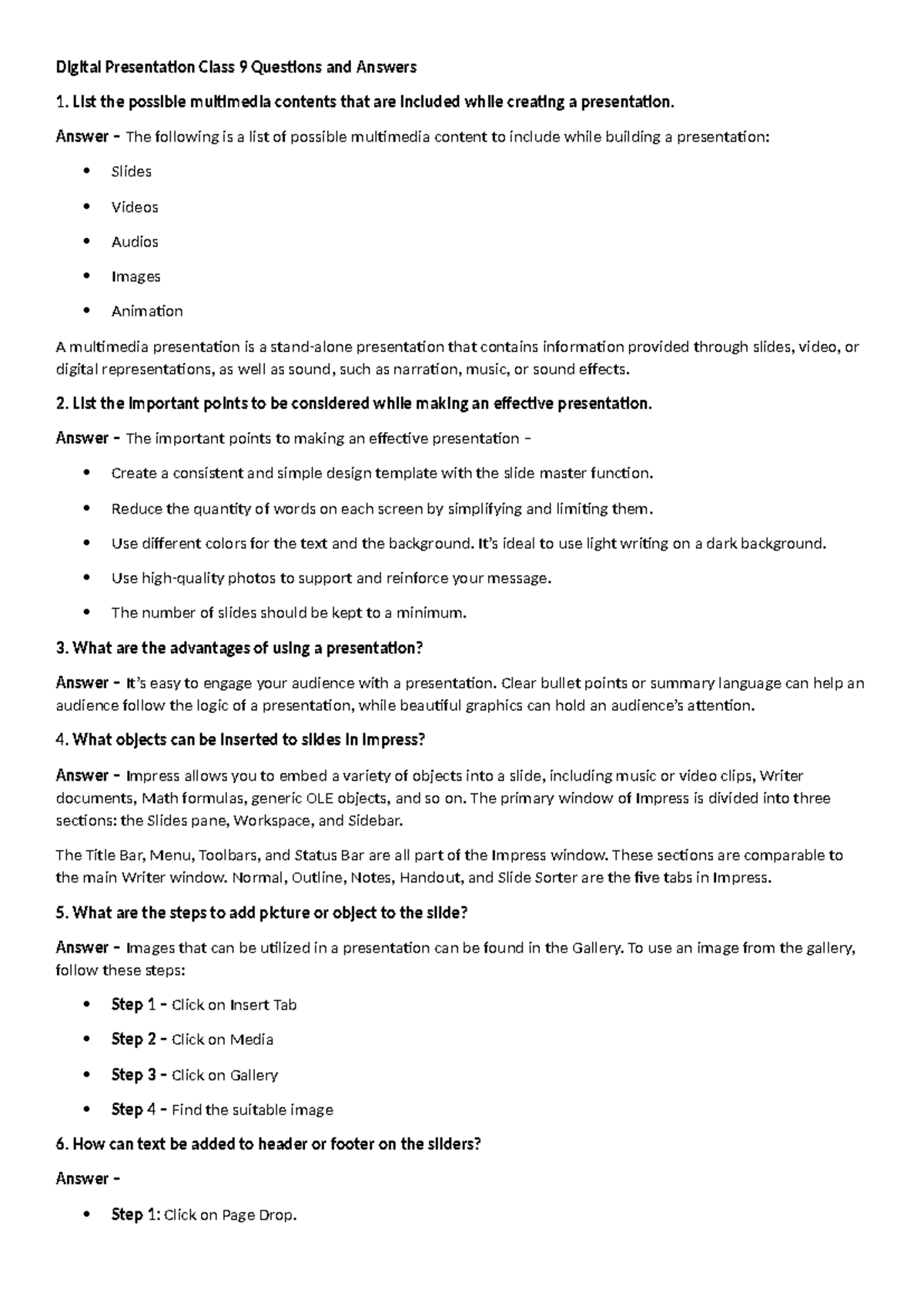 Digital Presentation Class 9 Q&A: Multimedia & Effective Techniques ...