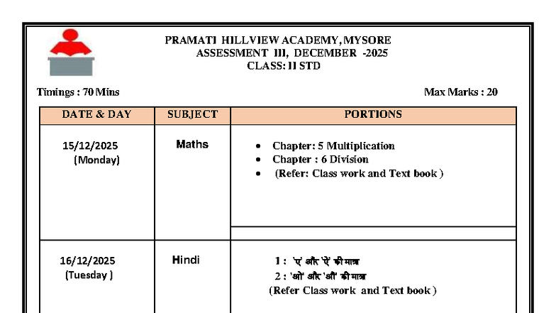 PRAMATI HILLVIEW ACADEMY GRADE II ASSESSMENT DEC 2025 - Studocu