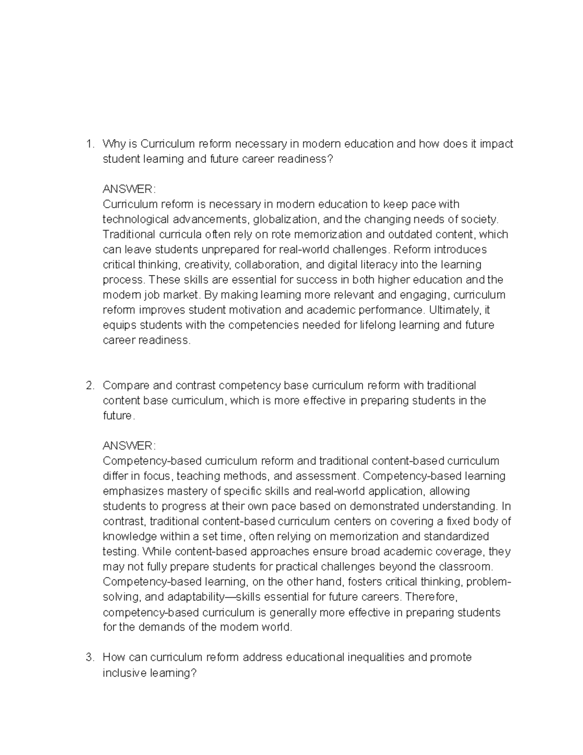 K to 12 Curriculum: The Necessity of Reform for Future Readiness - Studocu