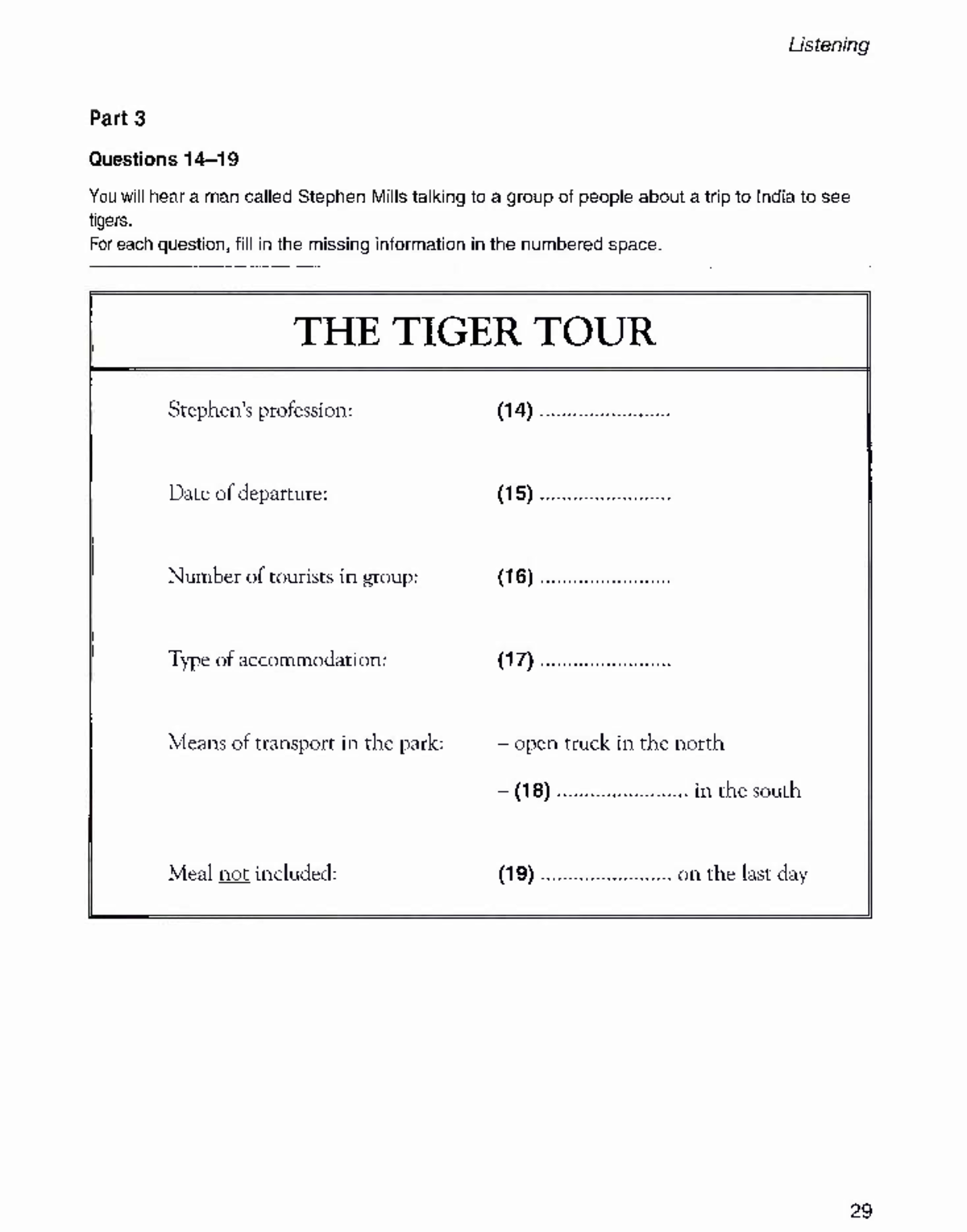 Cambridge Preliminary English Test 5: Listening Part 3 Questions - Studocu