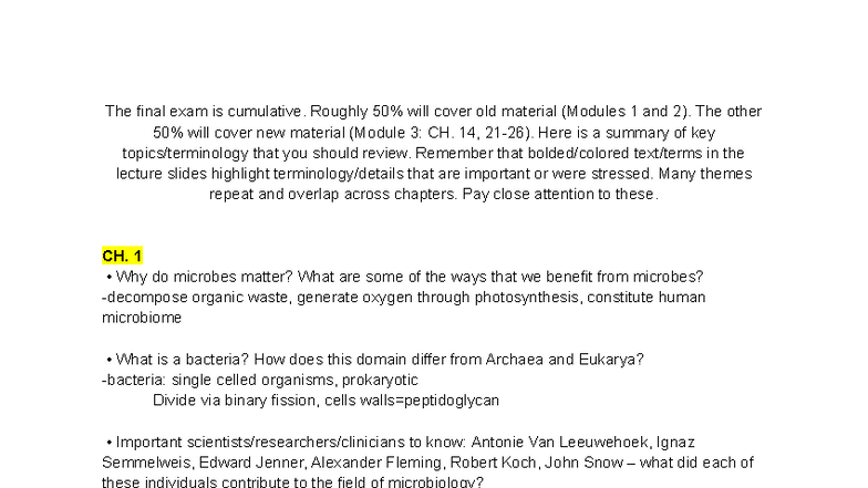 Microbiology Notes: Key Concepts & Disease Mechanisms (BIOL 101) - Studocu