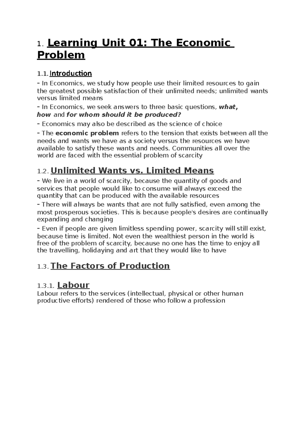 ECON 101: Economic Concepts - Introduction to Scarcity, Production, and Demand - Studocu