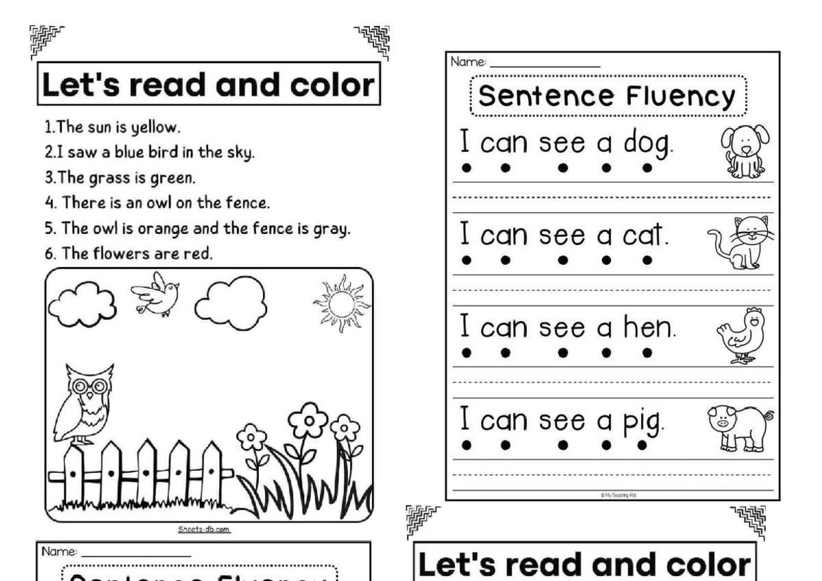 Sofia grade 1 - TUTOR - Name: read and color Sentence Fluency 1. The ...