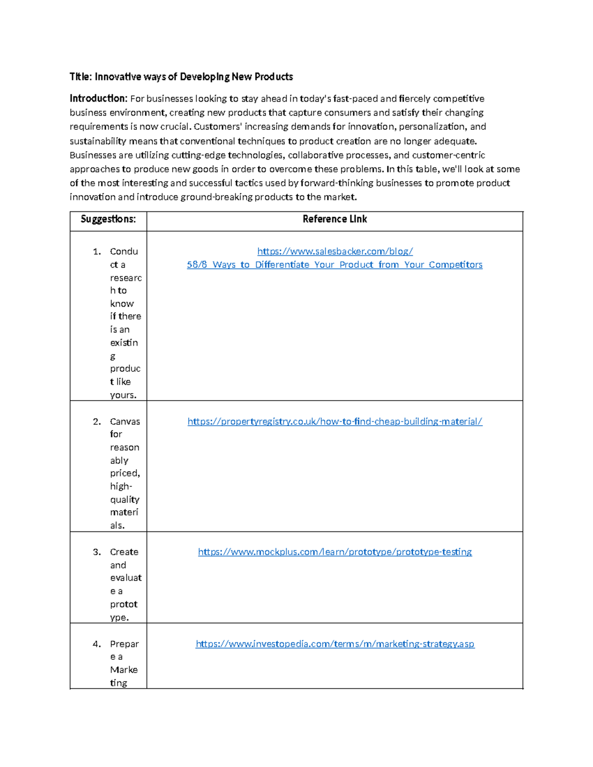 Innovative Strategies for Product Development in Business - Studocu