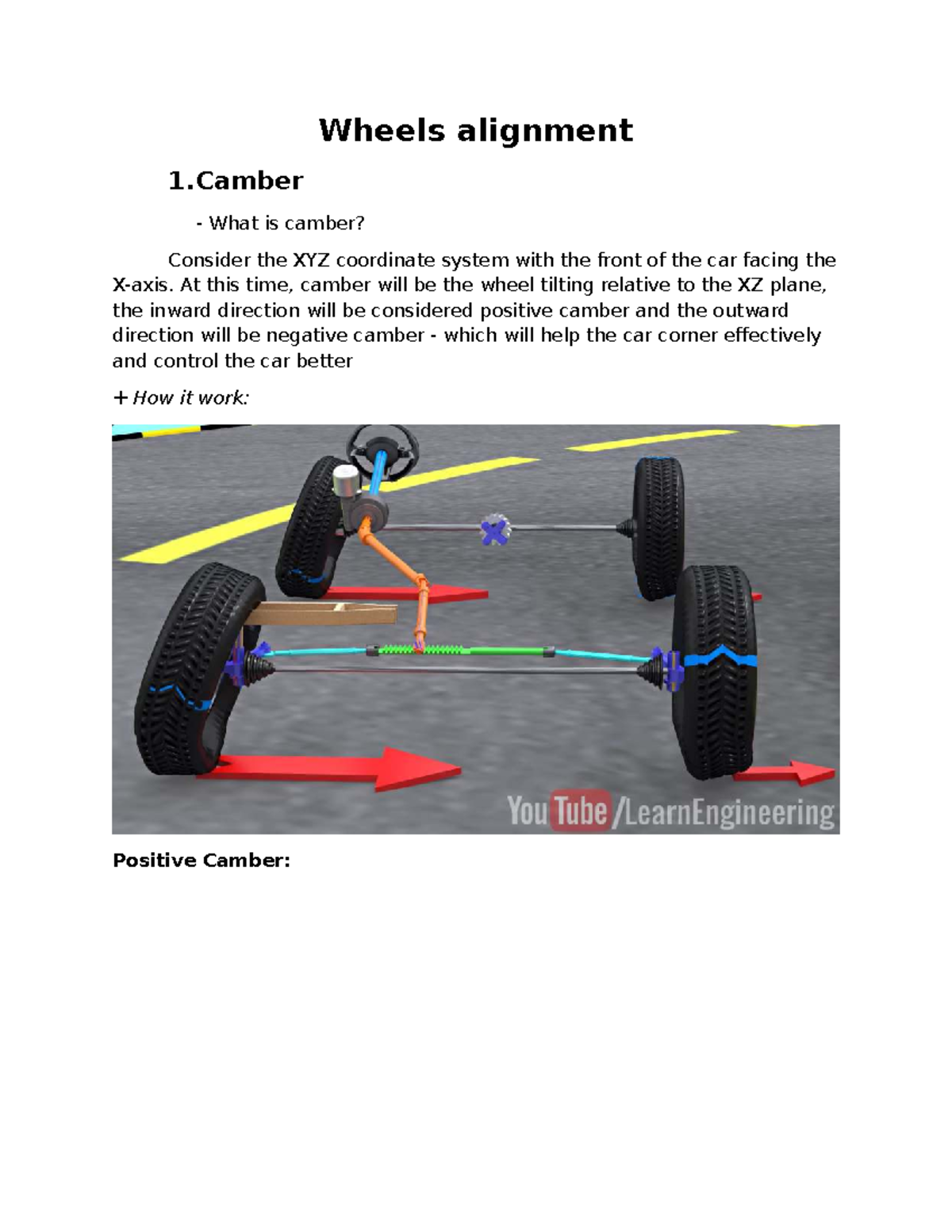 Wheels Alignment: Understanding Camber, Caster, and Toe Angles - Studocu