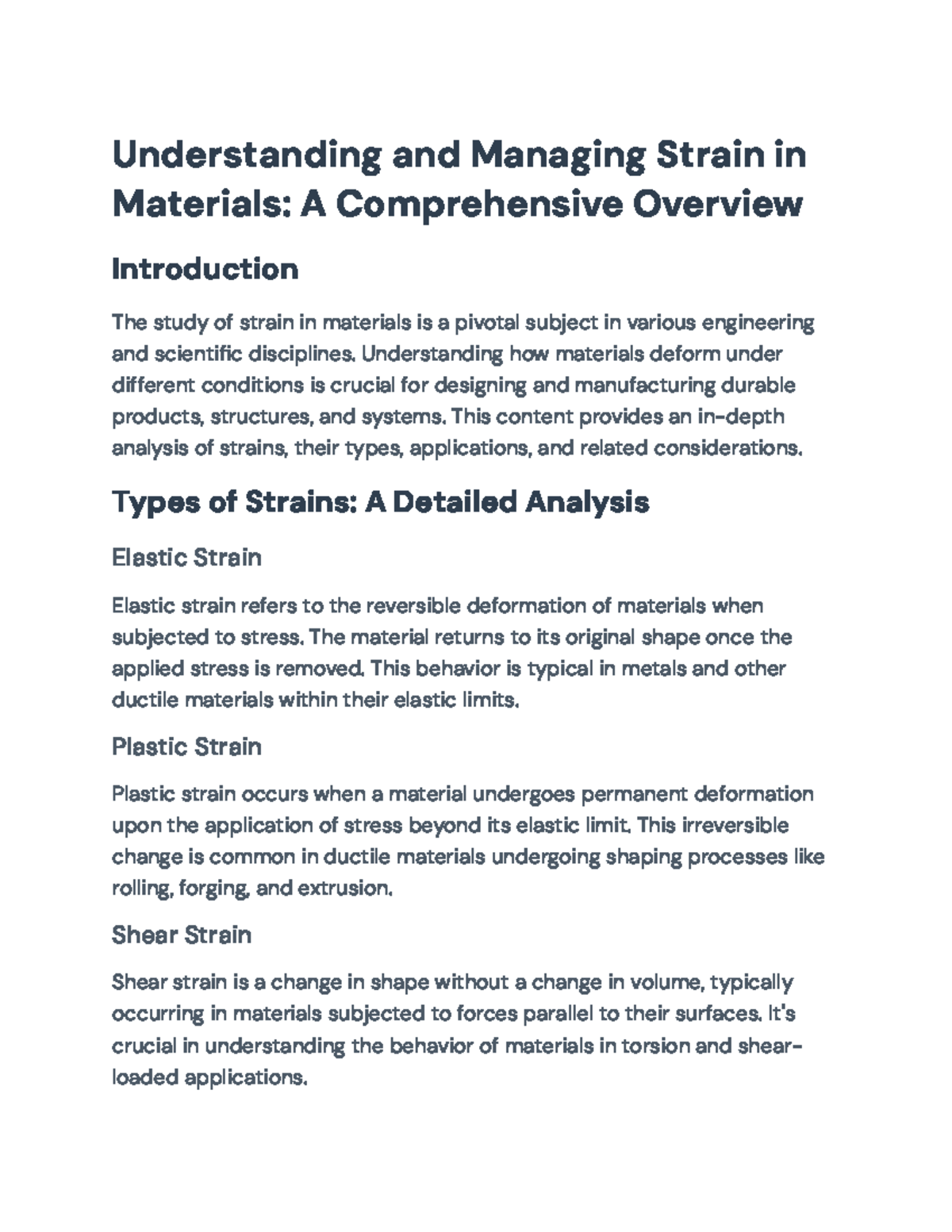 Understanding and Managing Strain in Materials: A Comprehensive ...
