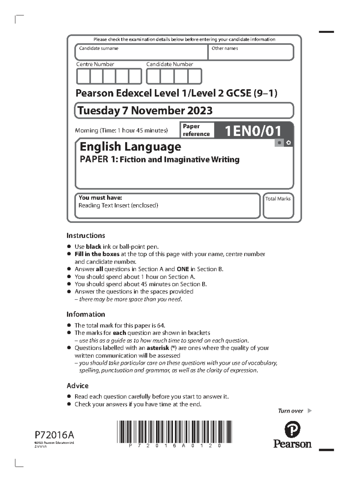English Language Paper 1: Fiction & Imaginative Writing Exam Details ...