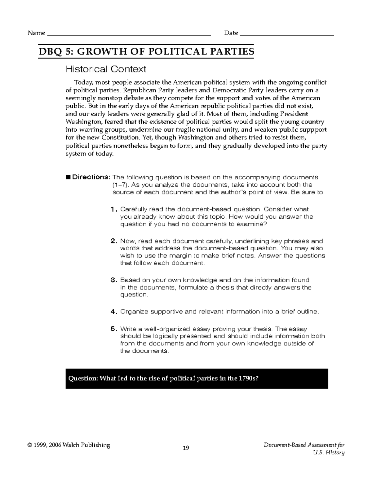 DBQ 5 Growth OF Political Parties-1 - Historical Context Today, most ...