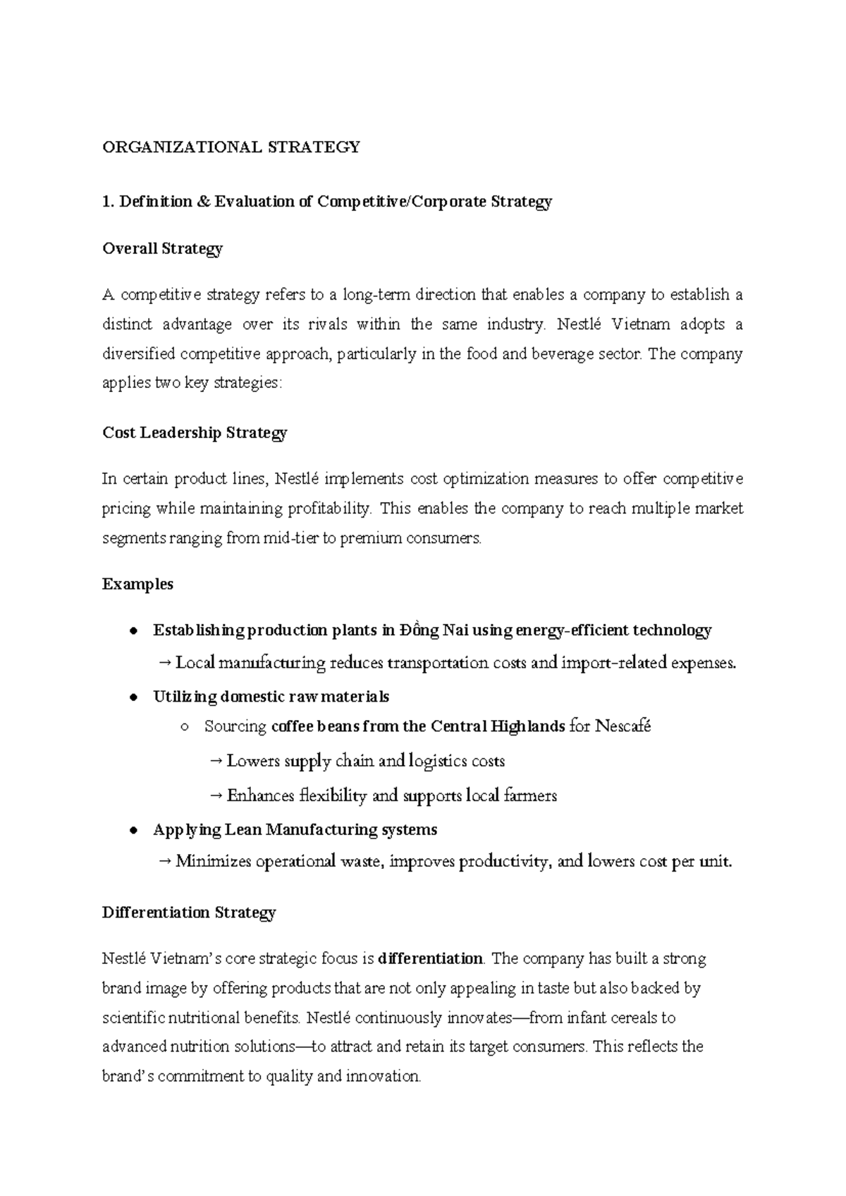 Organizational Strategy Analysis: Nestlé Vietnam Management Project ...