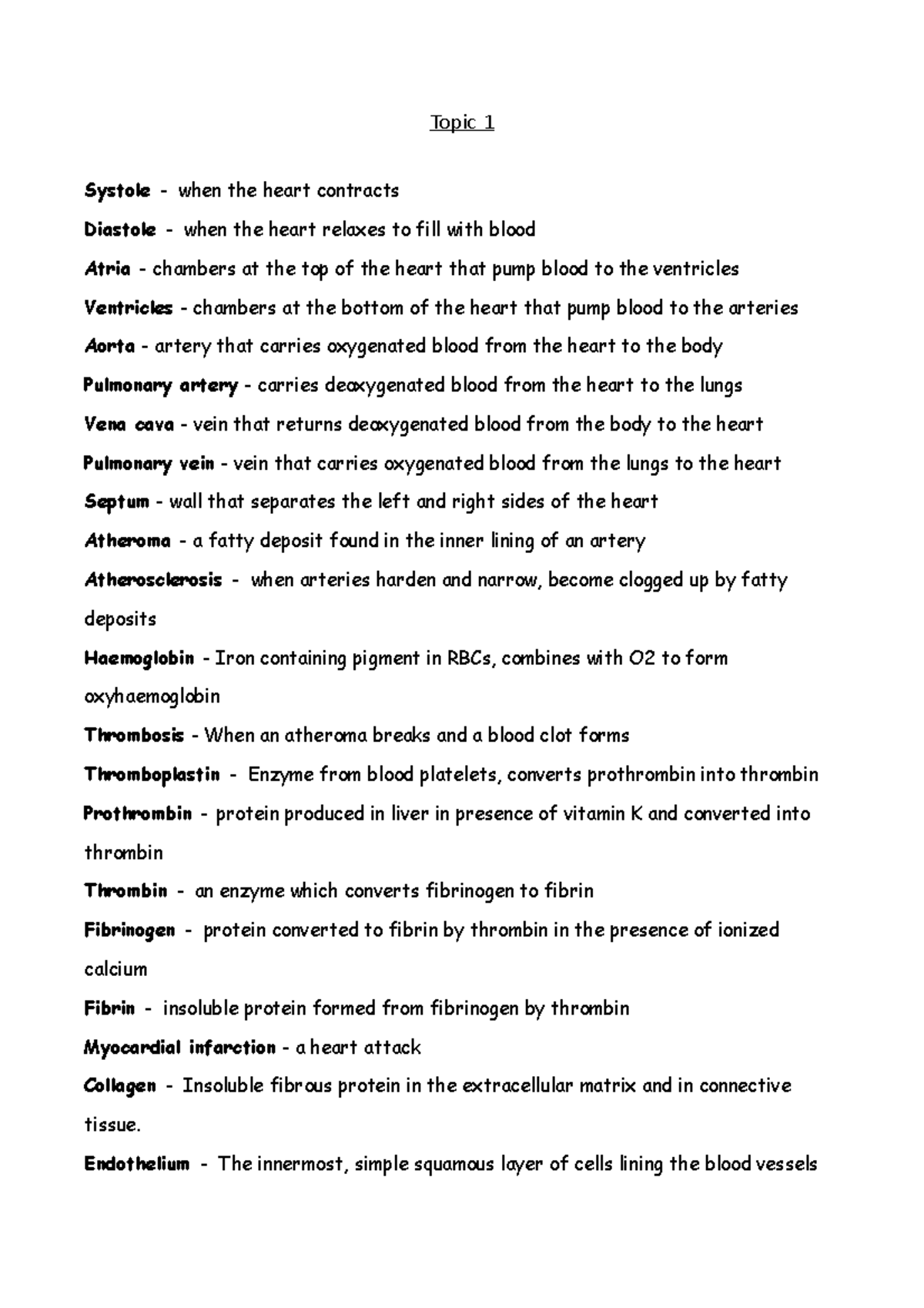 A Level Biology SNAB Topic 1 Glossary: Key Terms Explained - Studocu