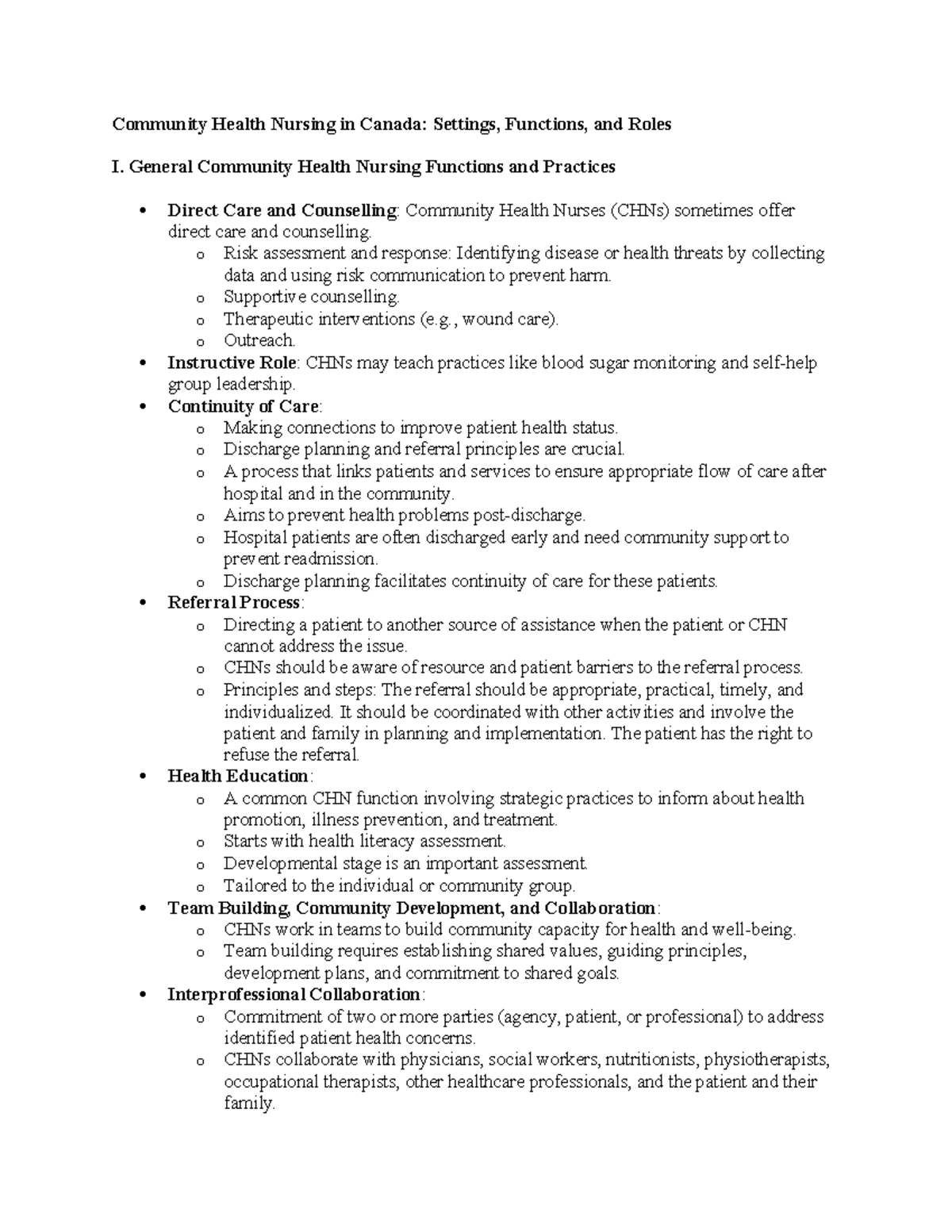 Community Health Nursing in Canada: Functions, Roles, and Settings (CHN ...