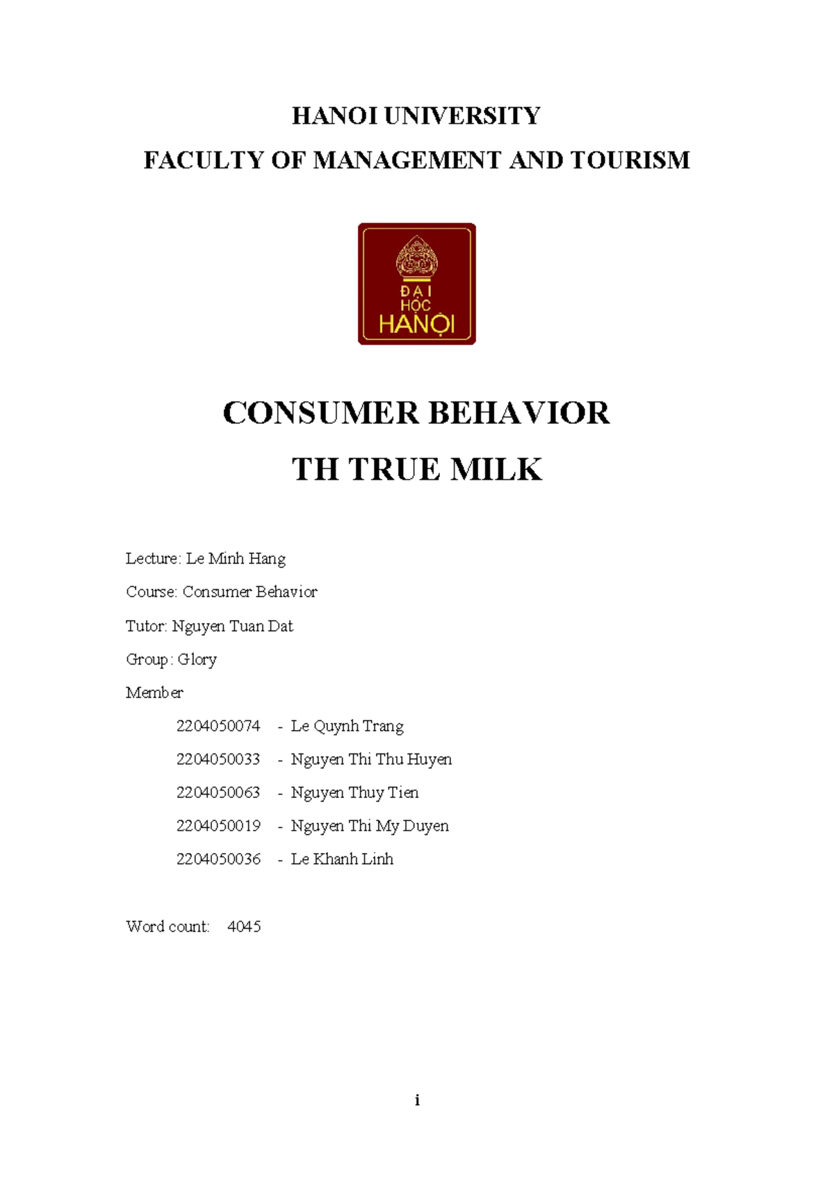**COB Report TUT3: Analyzing Consumer Behavior for TH True Milk** - Studocu