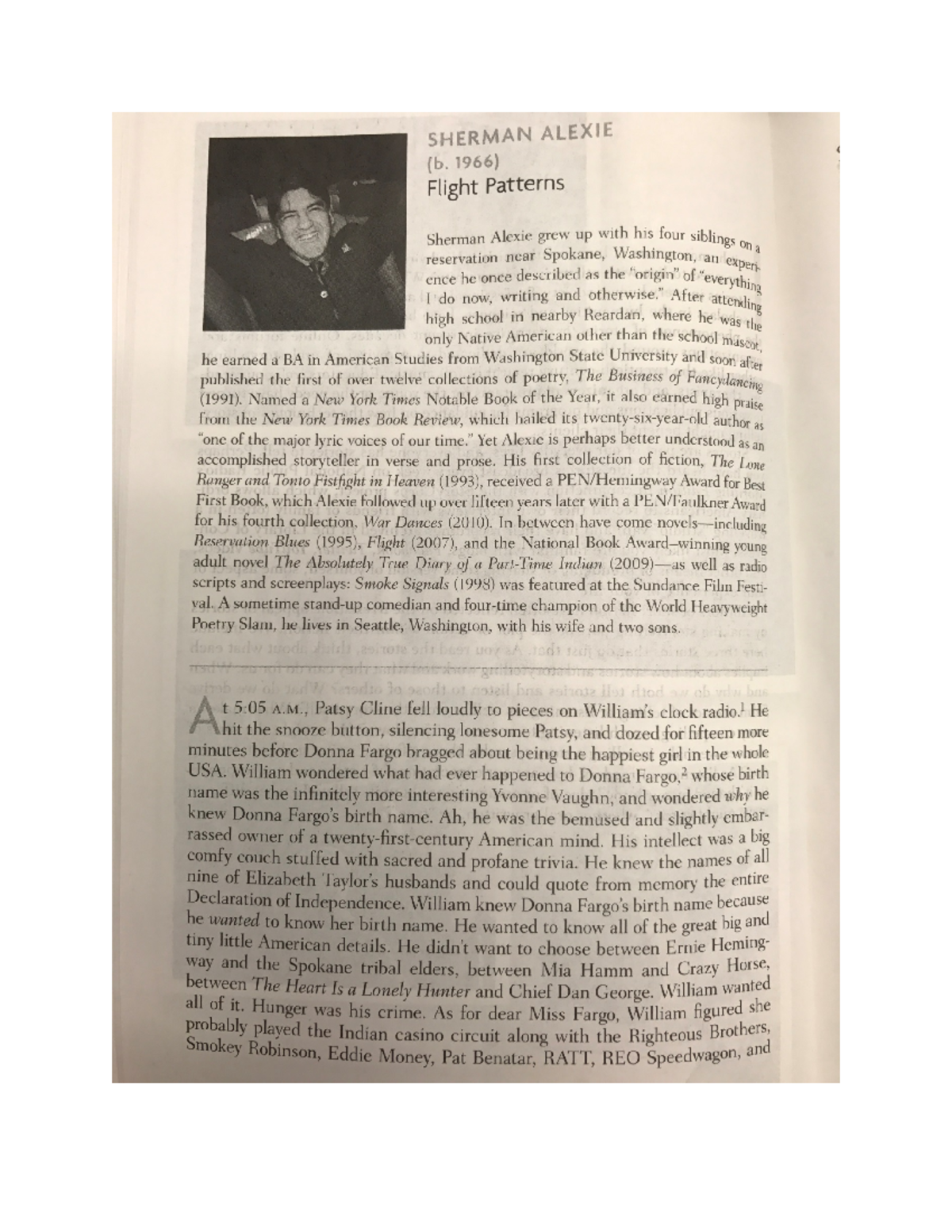 Alexie, Sherman. Flight Patterns - SHERMAN ALEXIE (b. 1966) Flight ...