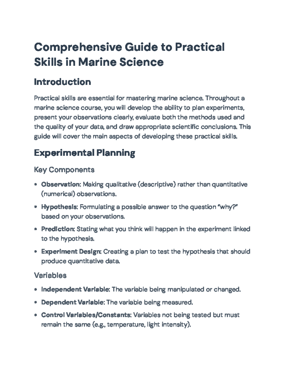 Comprehensive Guide to Practical Skills in Marine Science ...