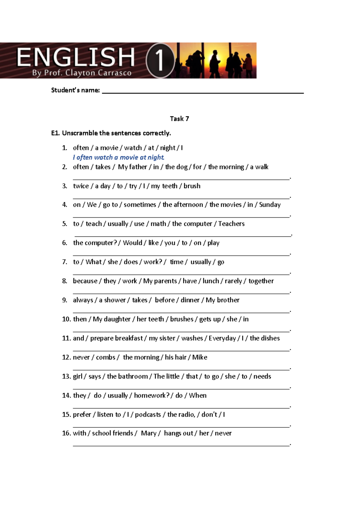 Tasks 7 and 8 - CCC: Sentence Unscrambling & Conversation Ordering ...
