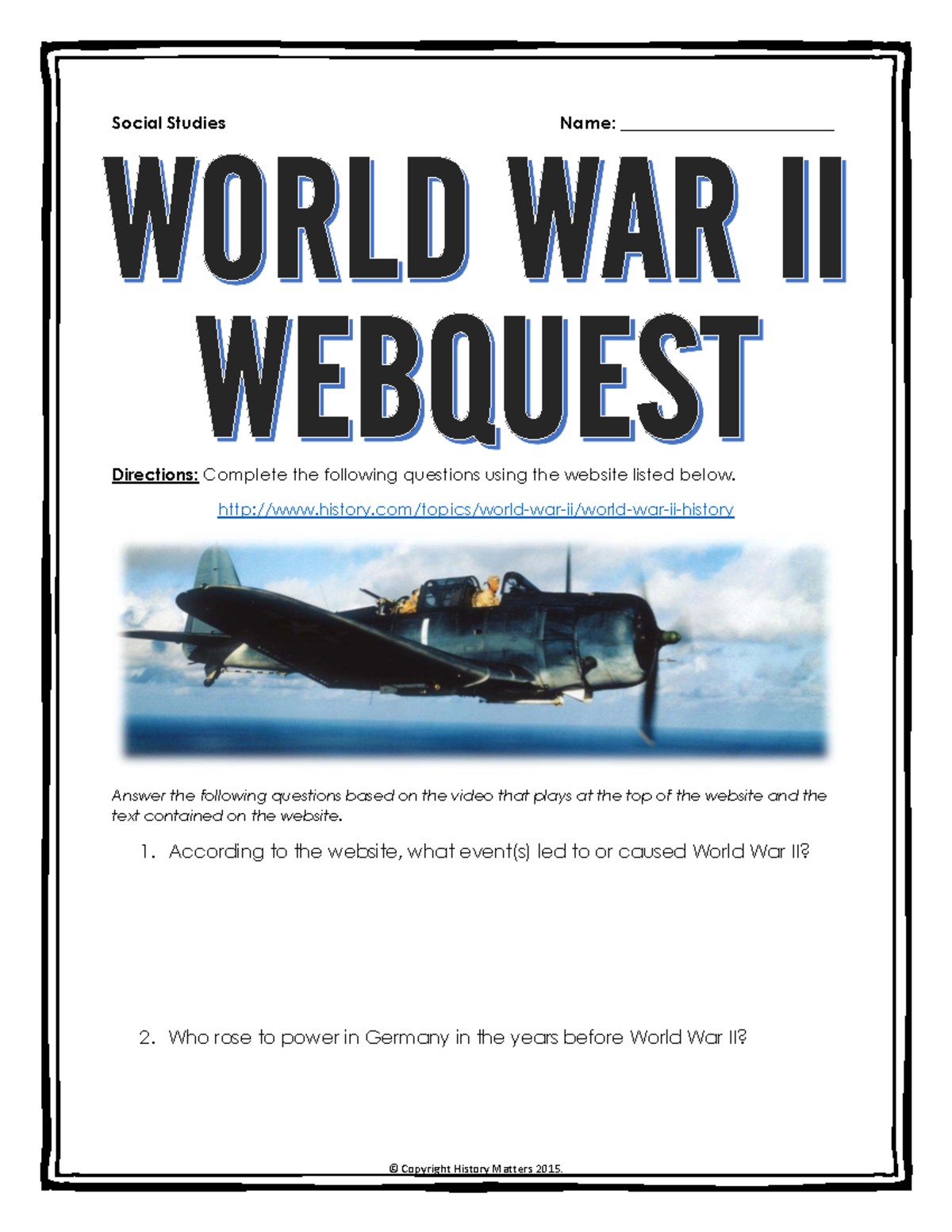 World War II: Key Events & Questions for Student Completion - Studocu
