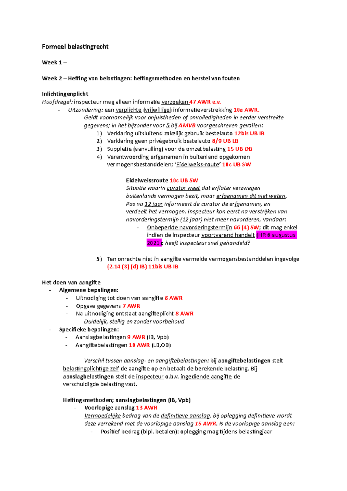 FB Samenvatting - Formeel Belastingrecht en Fiscaal Boeterecht ...