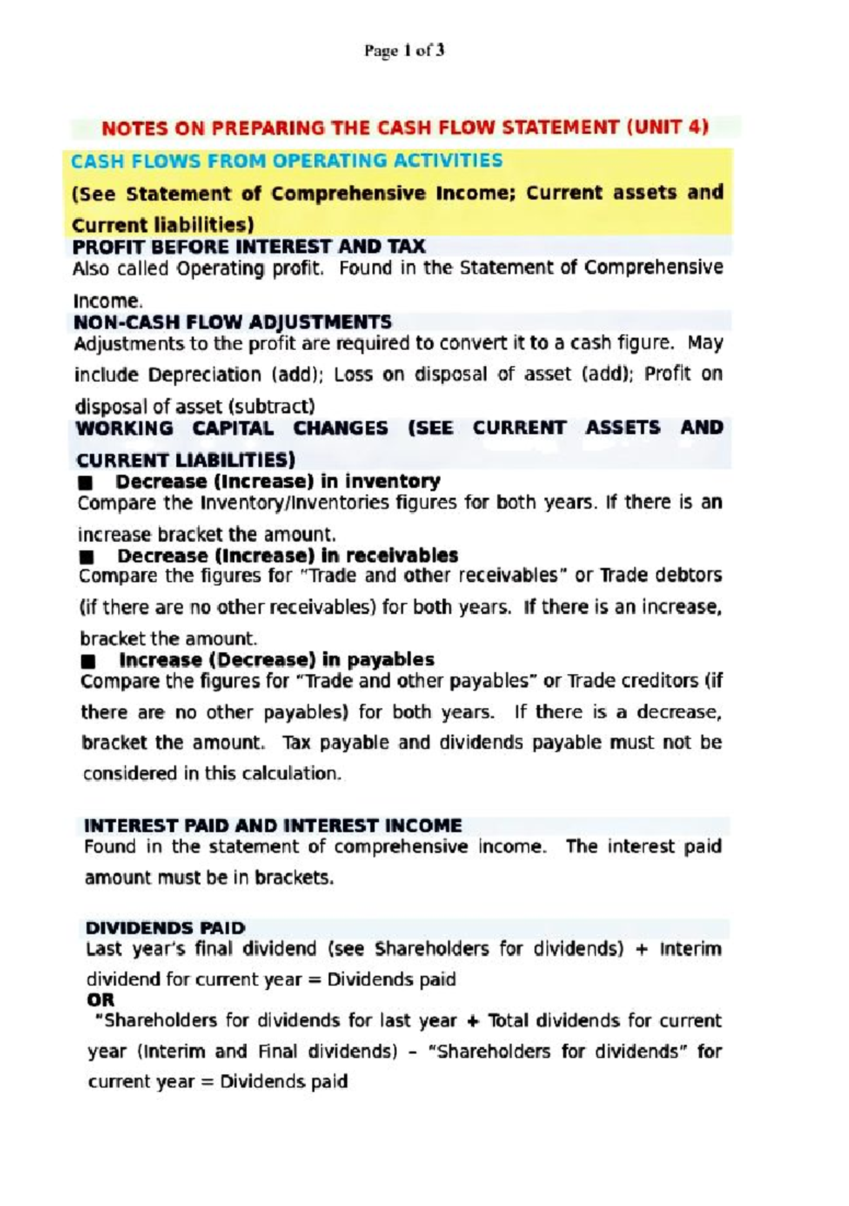 Cash Flow Analysis: Notes and Exercises for Mastery - Studocu