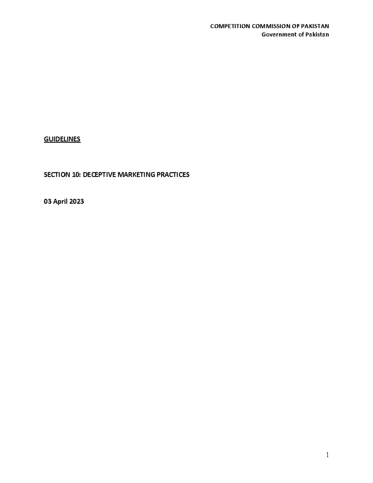 Guidelines on Deceptive Marketing Practices - COMPETITION COMMISSION OF ...