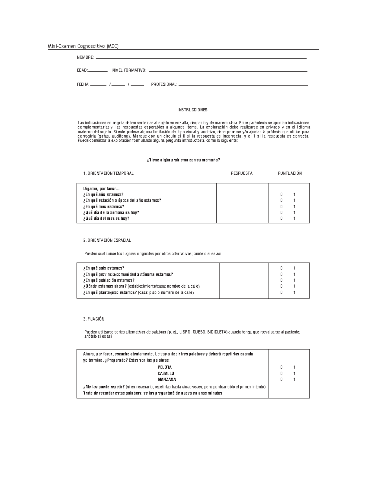 MEC 30 Lobo TEA - Apuntes de Evaluación Cognitiva - Studocu