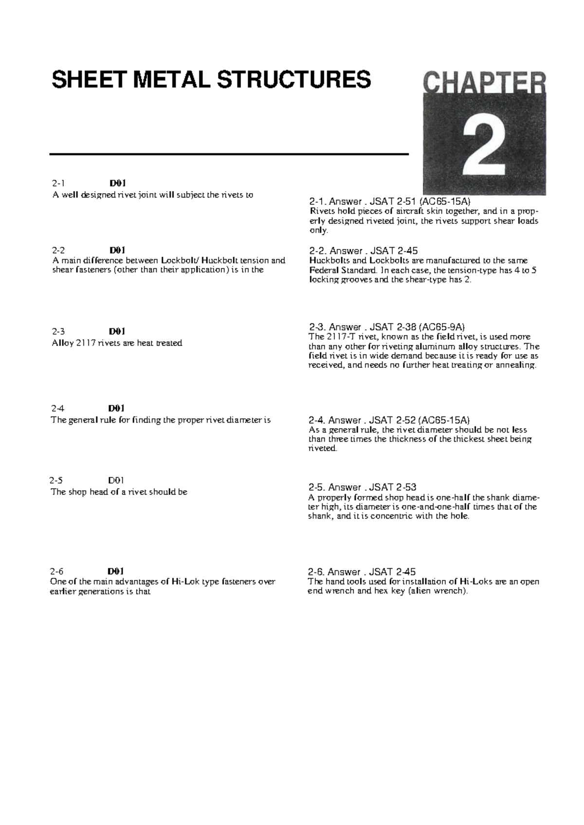 Sheet Metal Structures D01-D07 Comprehensive Study Guide - Studocu