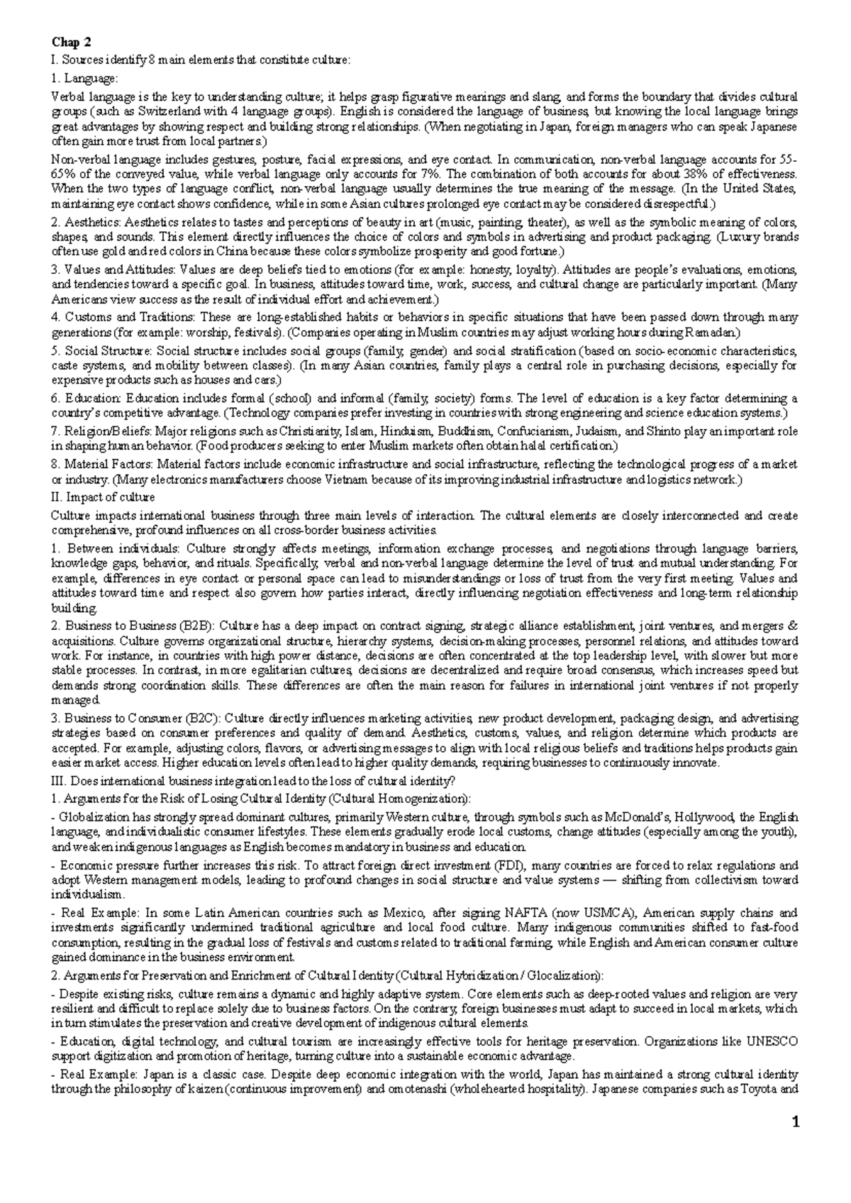 KDQT - Chapter 2: Key Elements of Culture in International Business ...