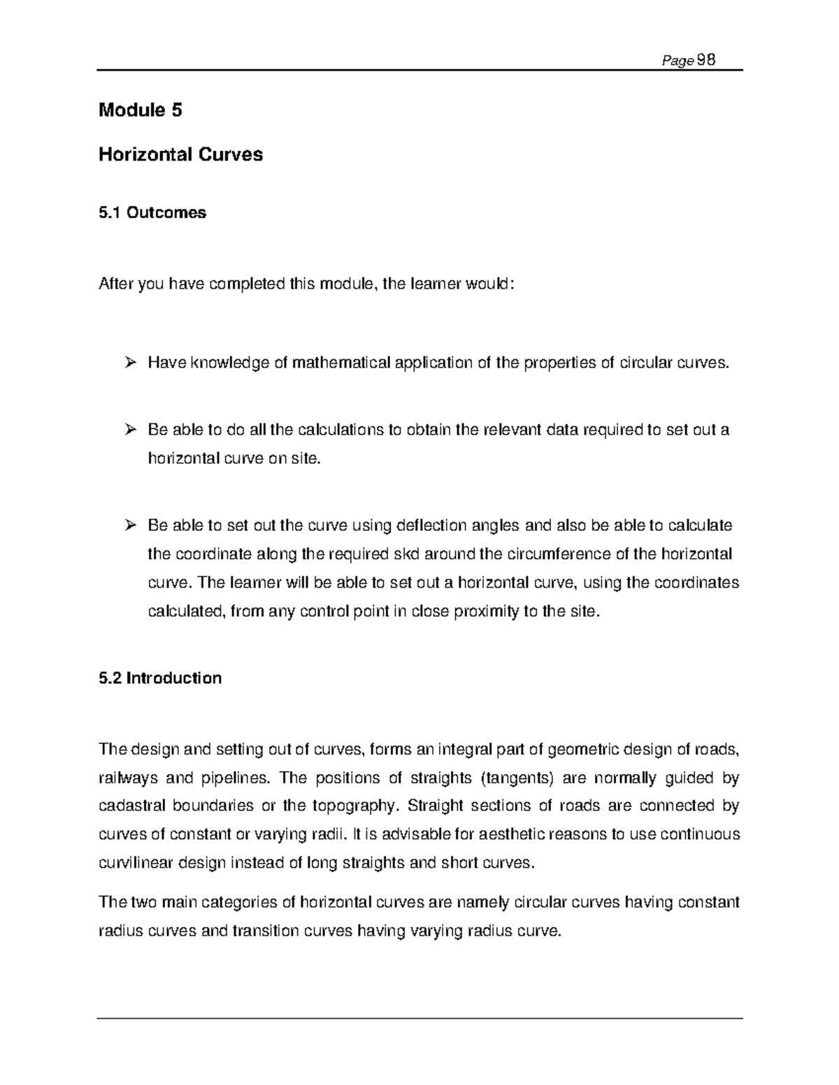 Surveying 1B: Module 5 - Horizontal Curves and Calculations - Studocu