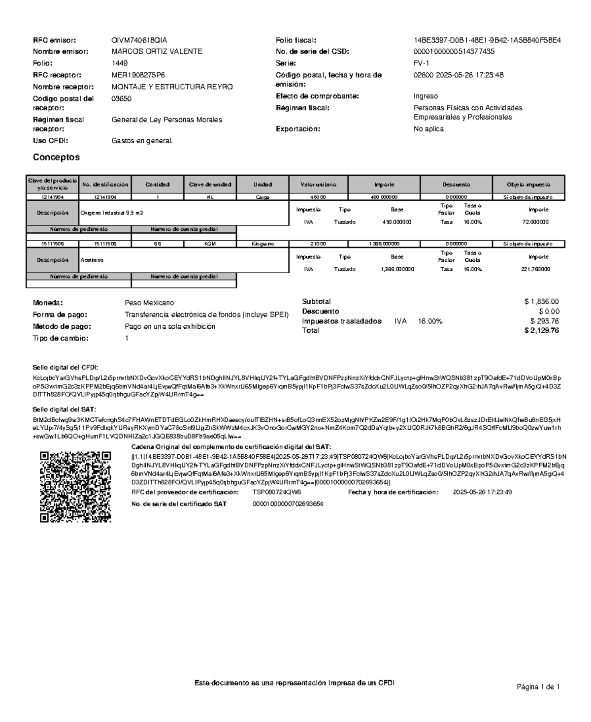 RFC y CFDI: Comprobante Fiscal Digital por Internet - OIVM740618QIA ...