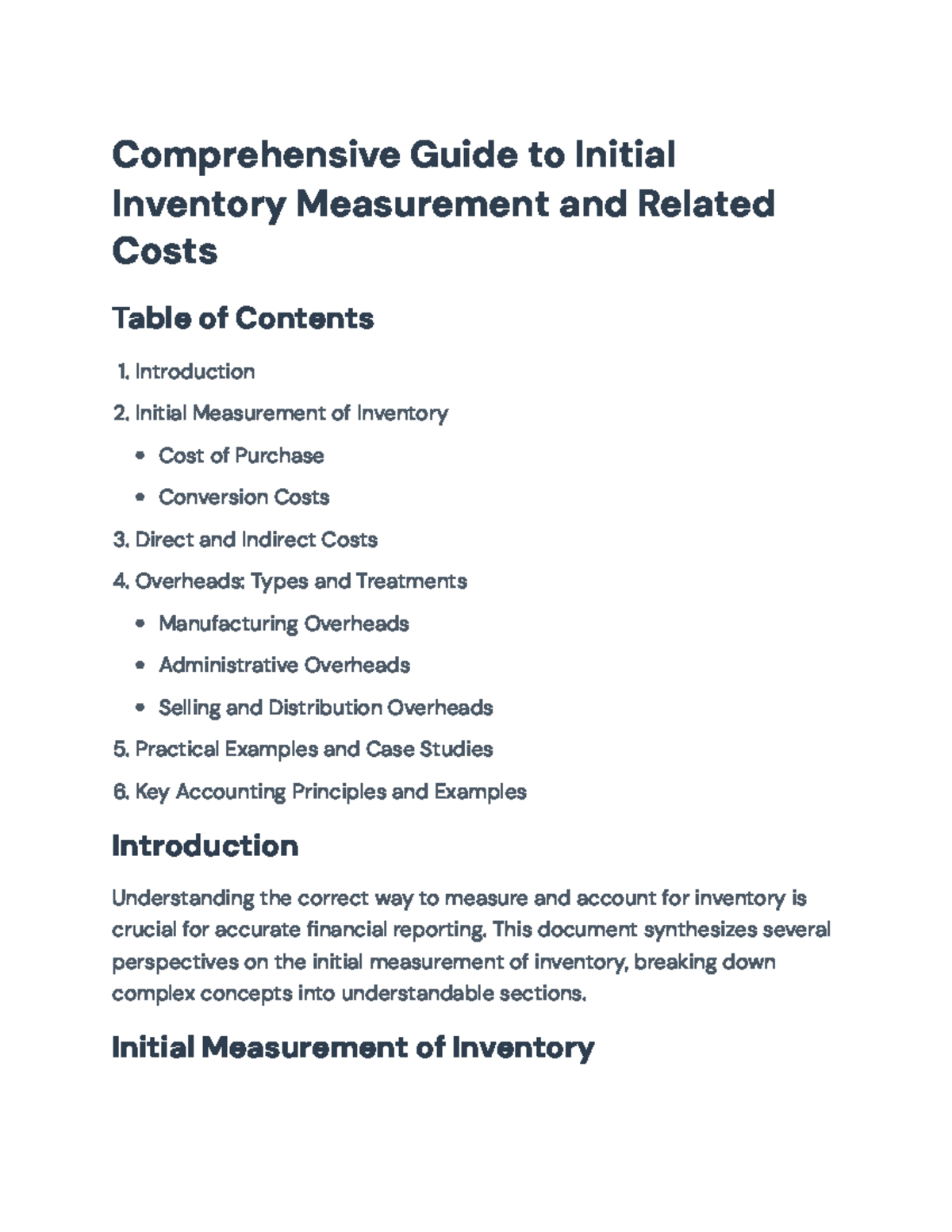 Comprehensive Guide to Initial Inventory Measurement and Costs ...