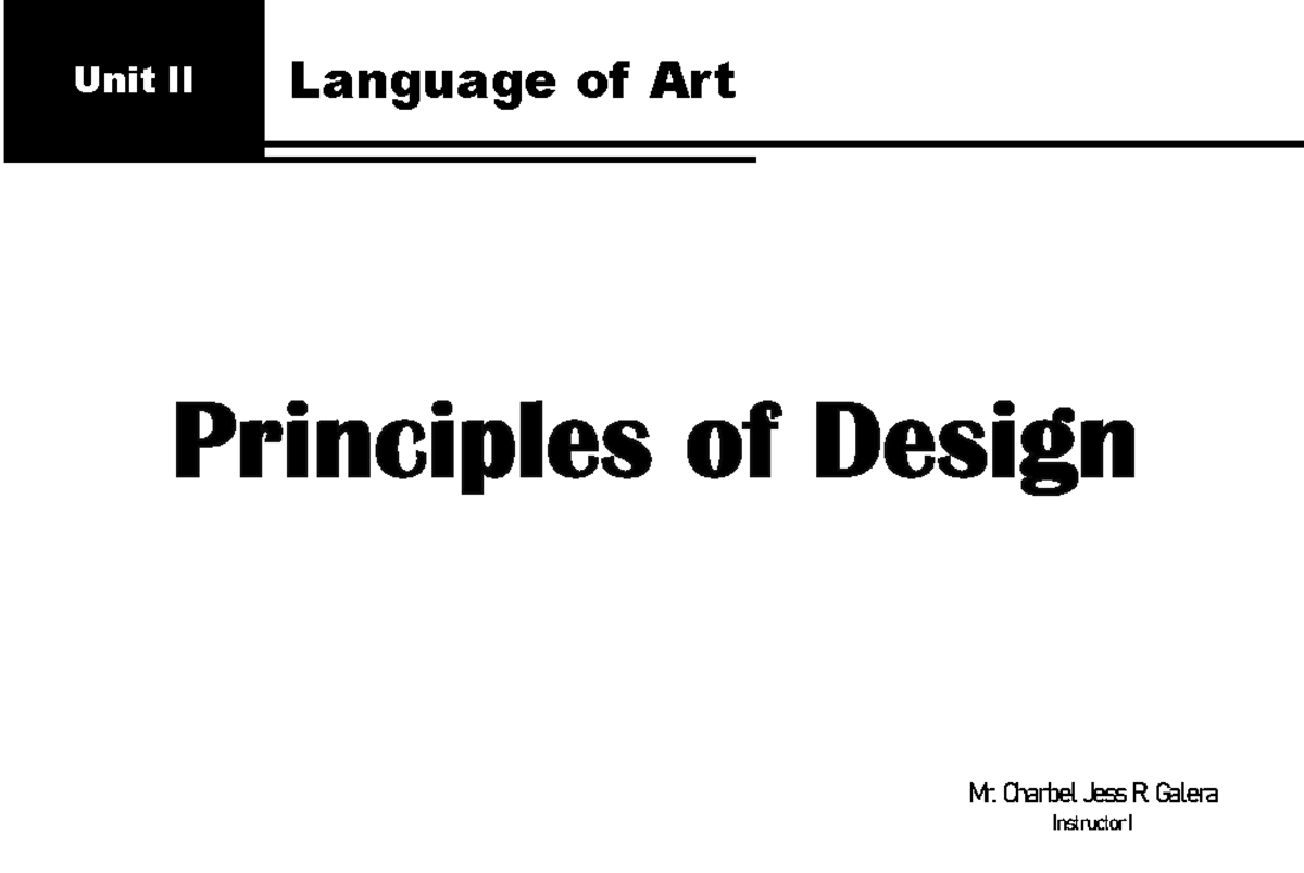 Unit 2 Lesson 2: Key Principles of Design in Art - Studocu