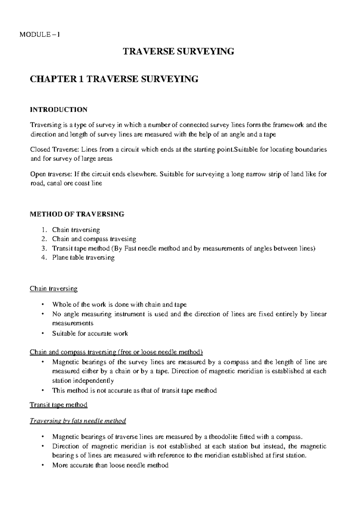 Survey (Course Code) - Lecture Notes on Traverse Surveying Techniques ...