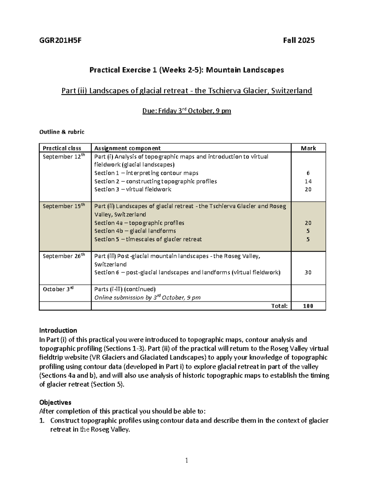 GGR201H5F Fall 2025 Practical Exercise 1(ii): Glacial Retreat Analysis ...