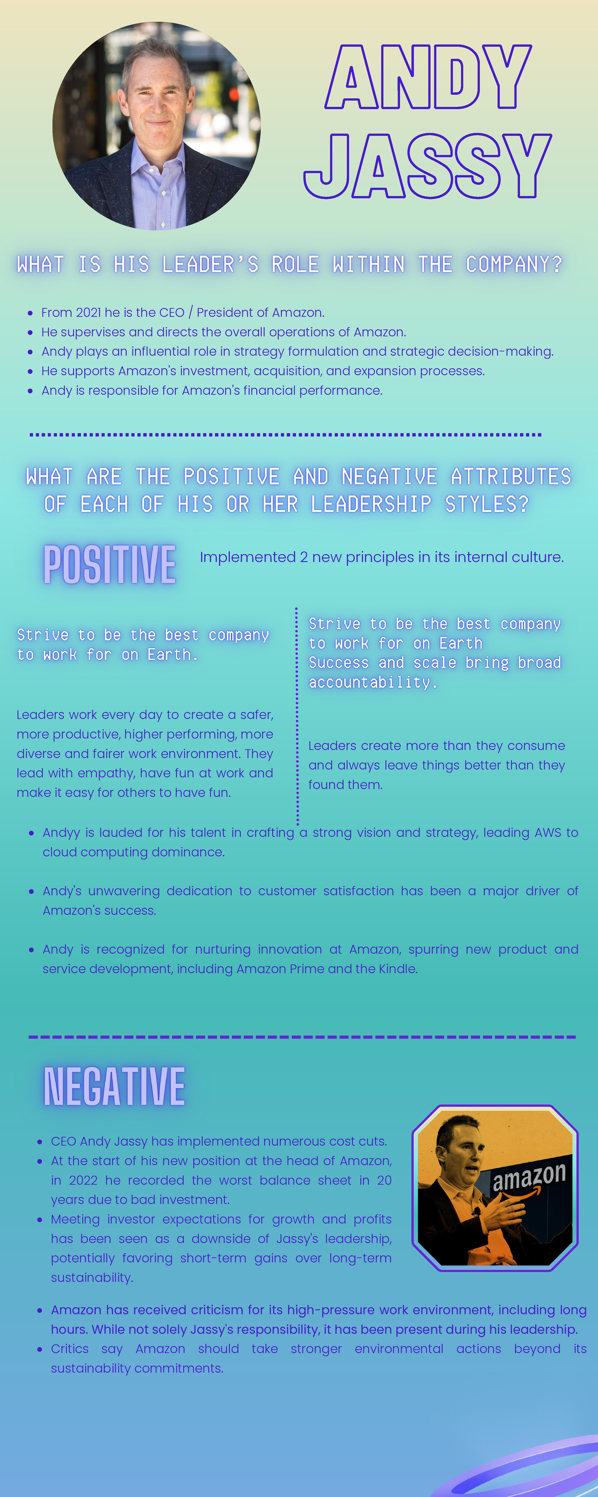 Leader Infographic Assignment: Insights on Andy Jassy's Leadership ...
