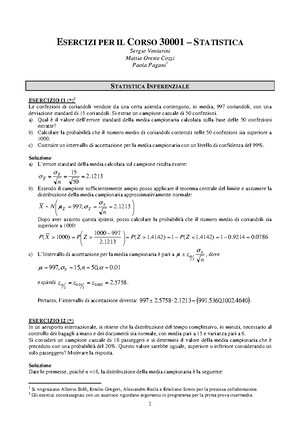Tabella Statistica Finale - Tabella Statistica: Formule Principali Categoria Concetto Formula ...