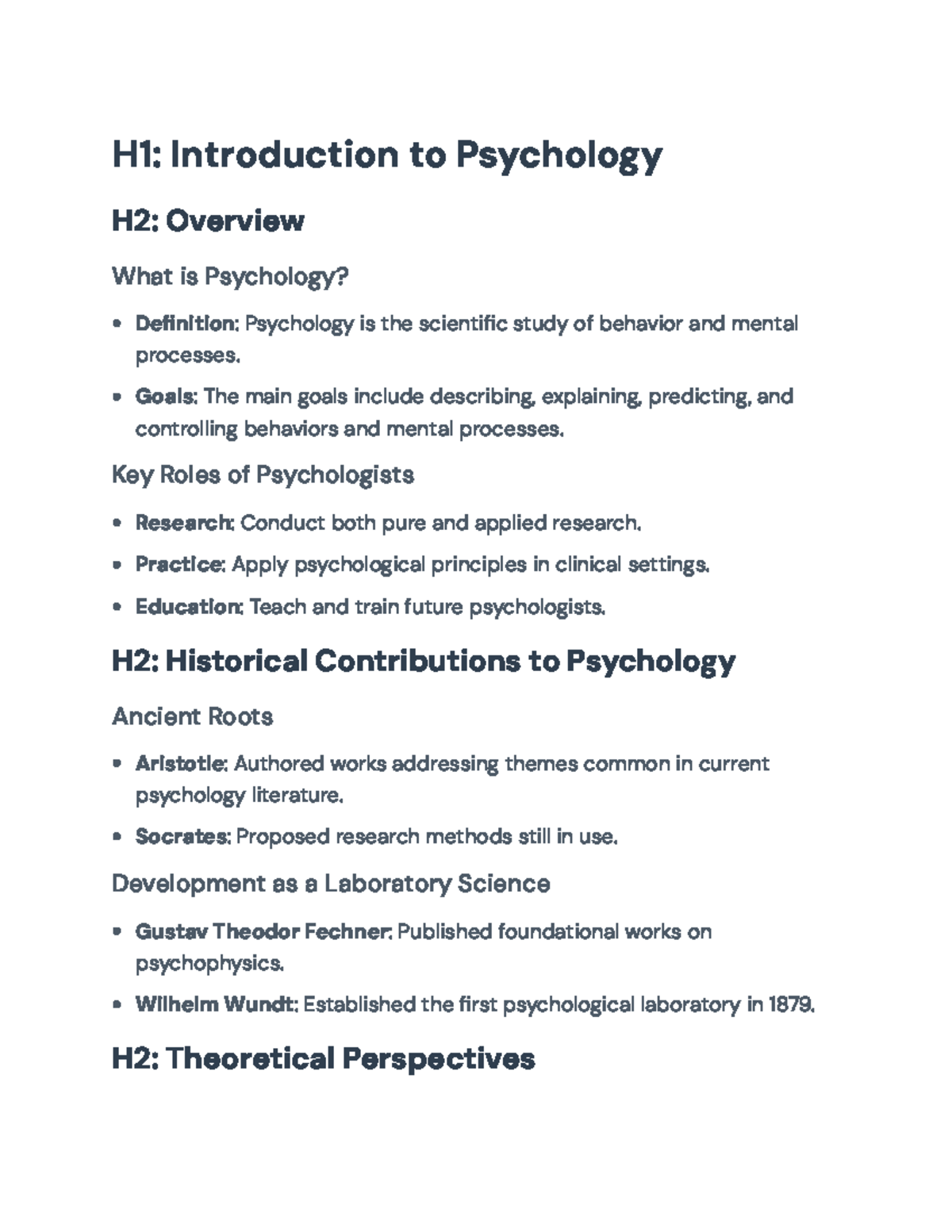 Introduction to Psychology: Key Concepts and Historical Perspectives ...