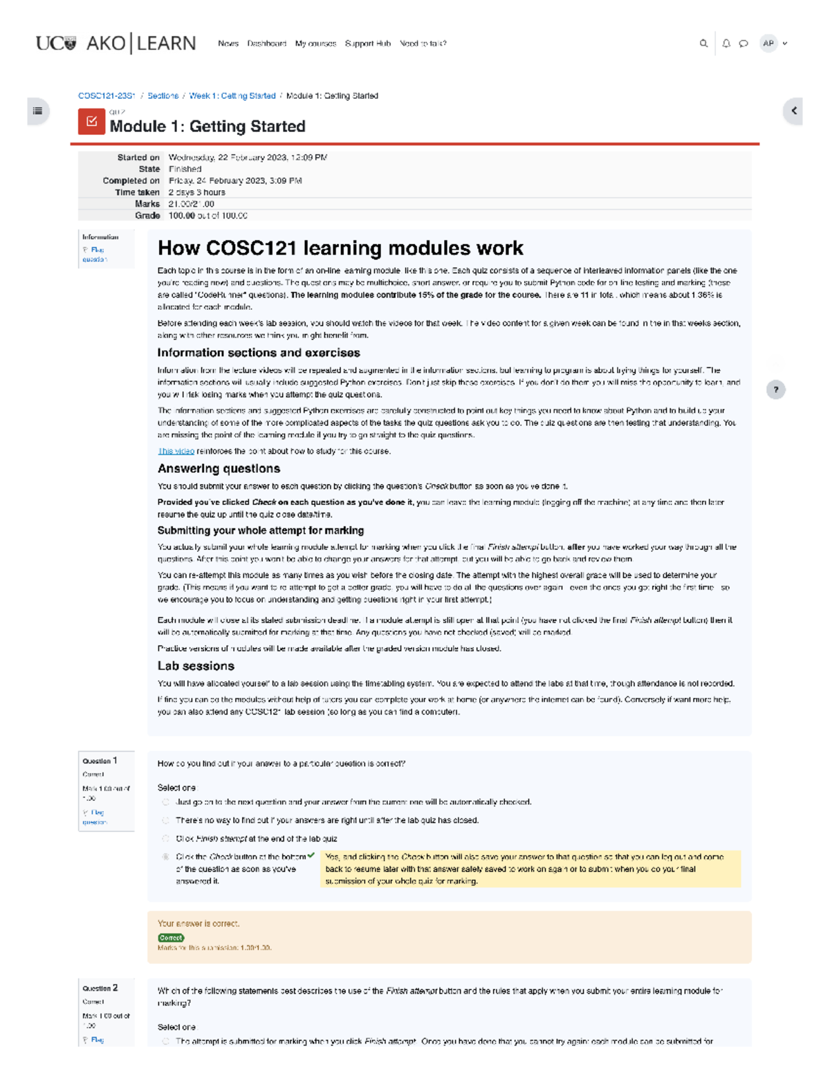 COSC 121 - Module 1 (Getting Started) - Introduction to Computer Programming - Studocu