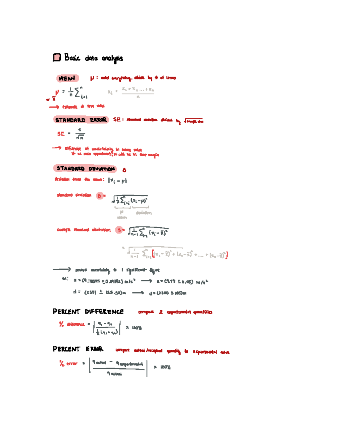 Physics Lab 1 (PHY1331): Data Analysis and Measurements Guide - Studocu