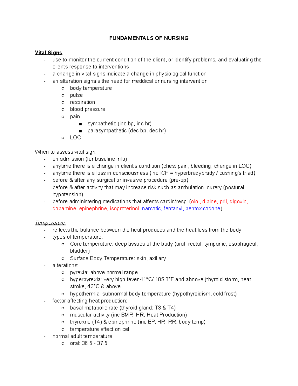 FUNDAMENTALS OF NURSING: Vital Signs Assessment and Monitoring - Studocu