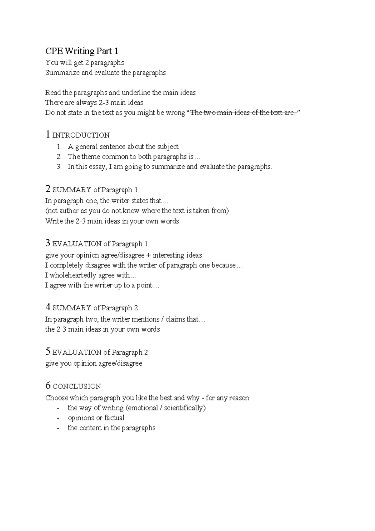 EF - Cambridge CPE Writing Part 1: Summarizing & Evaluating Paragraphs ...
