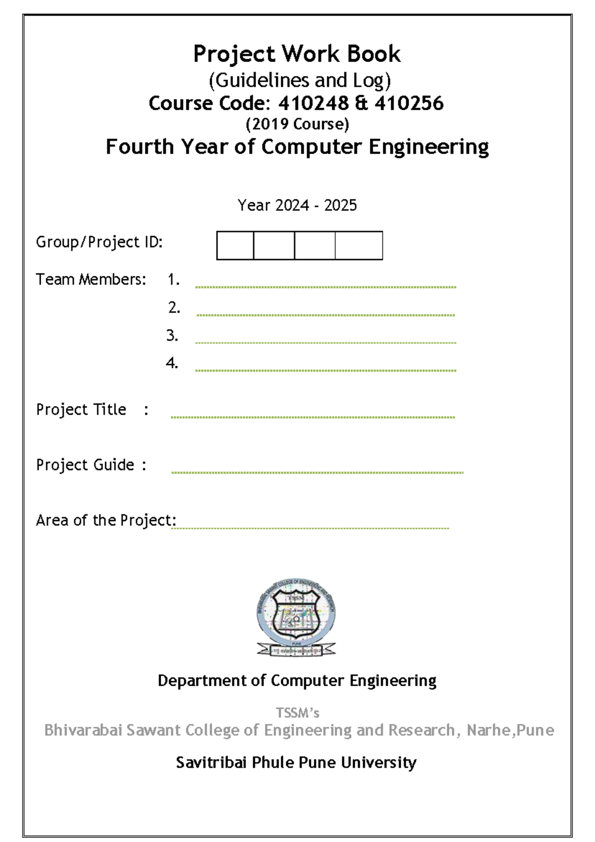 Workbook - noise - Project Work Book (Guidelines and Log) Course Code ...
