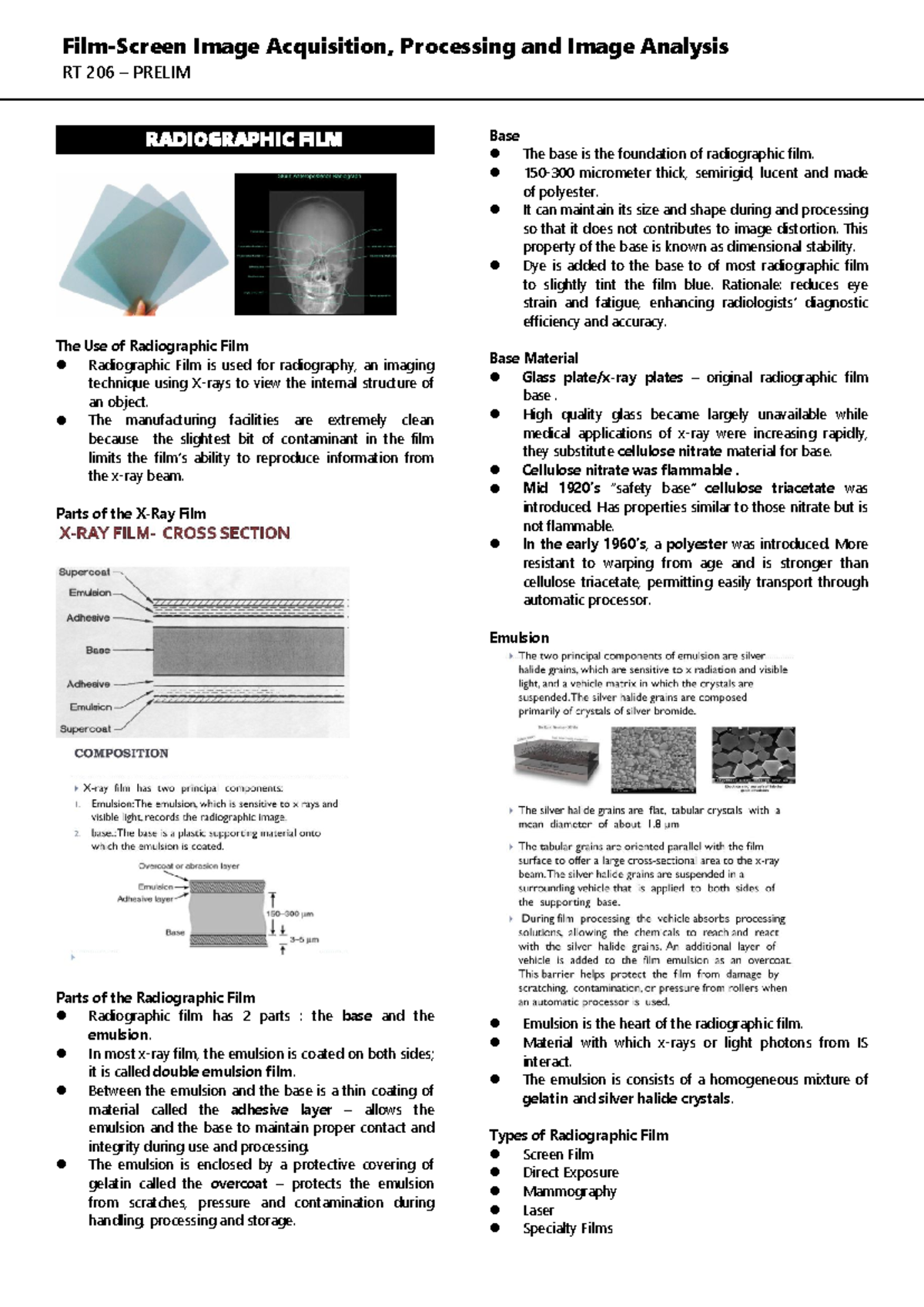 RT 206 MIDTERM: Film-Screen Image Acquisition, Processing, and Analysis ...