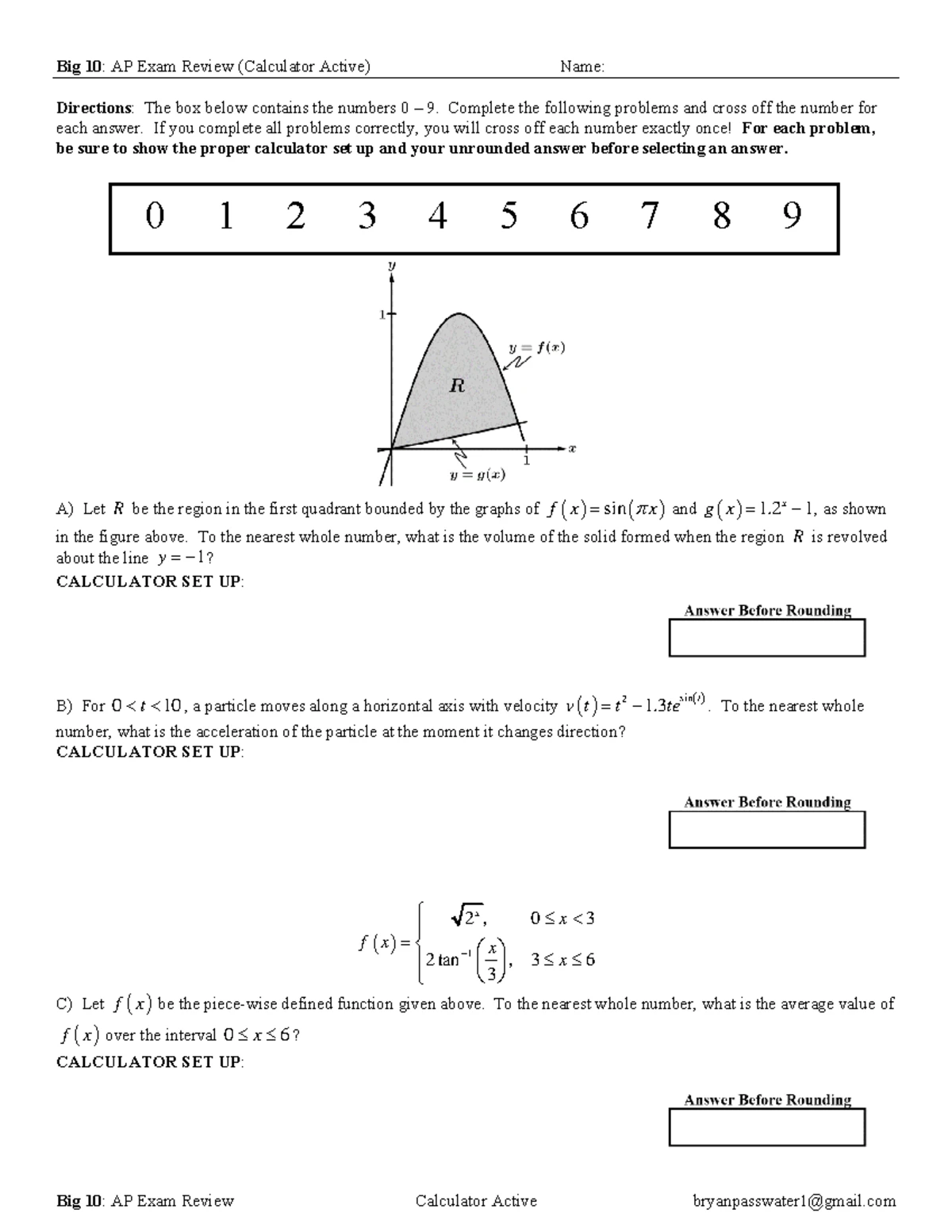 U9 Review - Super FRQ 1 - Helpful math practice for AB - AP Calculus AB ...