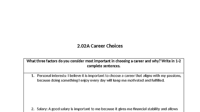 2025 Economics 2: Career Choices and Budgeting Reflections - Studocu